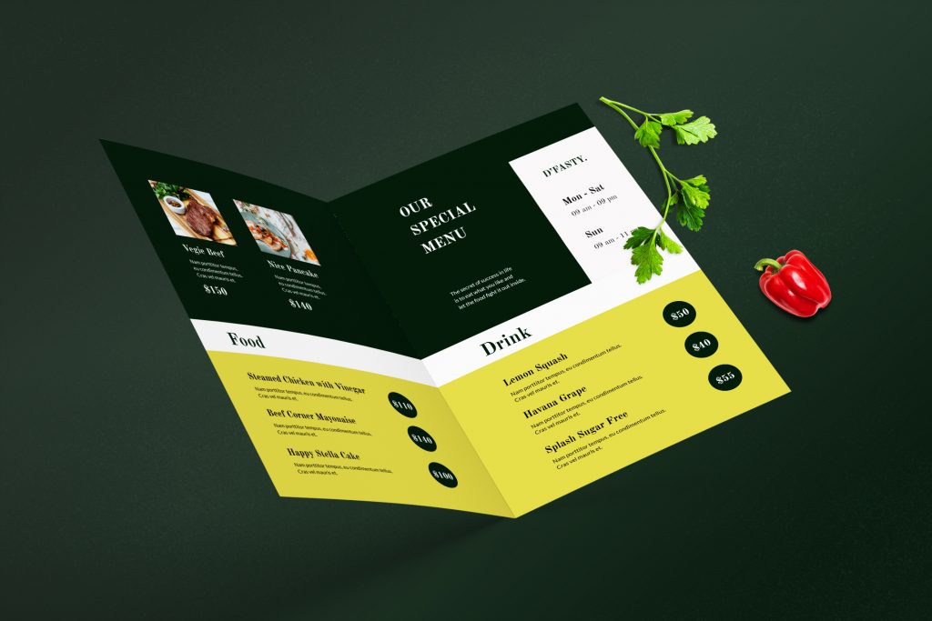 Bifold Restaurant Menu Template | TMint