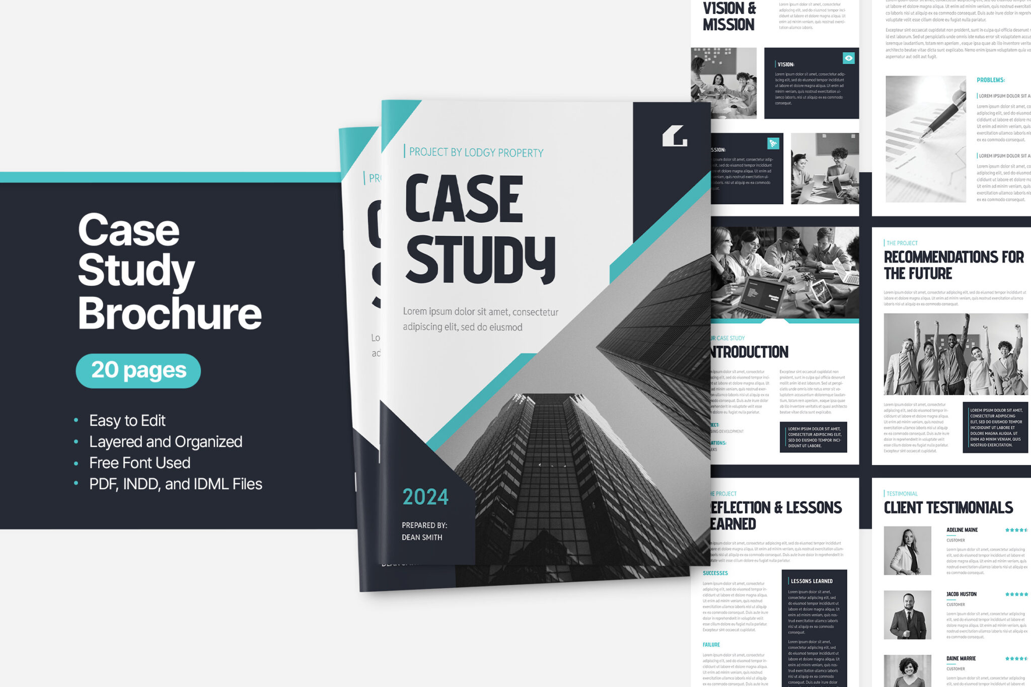 Modern Portrait Case Study Print Template | TMint