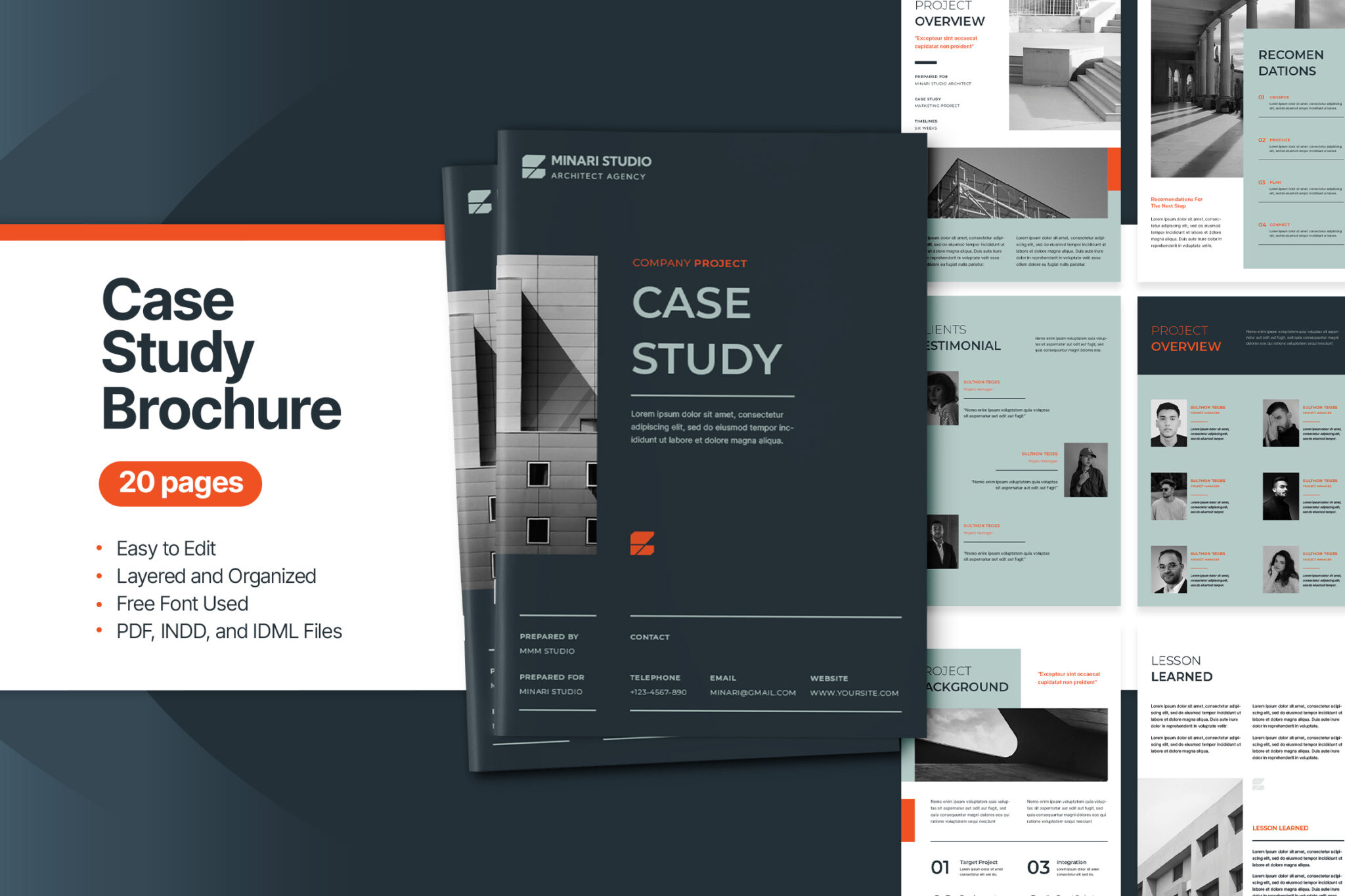 Modern Portrait Case Study Print Template | TMint