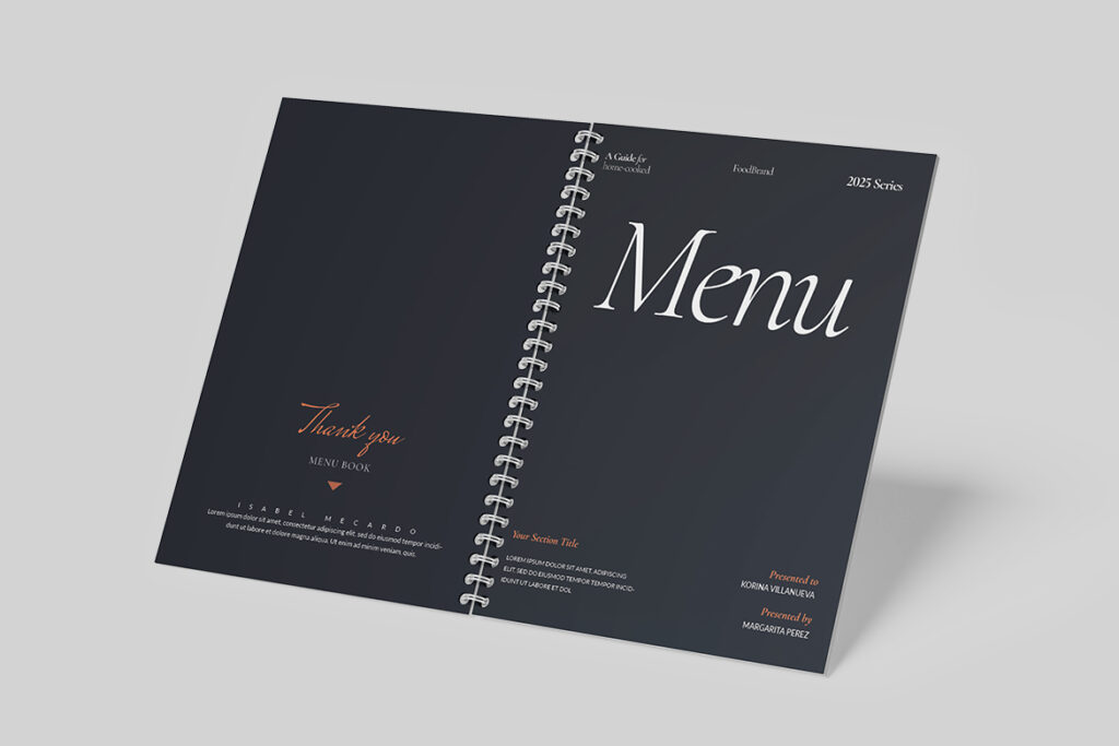 Modern Portrait Menu Book Print Template | TMint