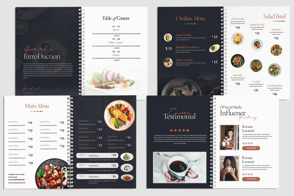 Modern Portrait Menu Book Print Template | TMint