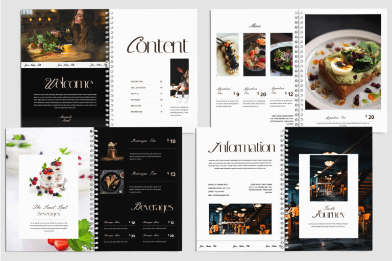 Modern Portrait Menu Book Print Template | TMint