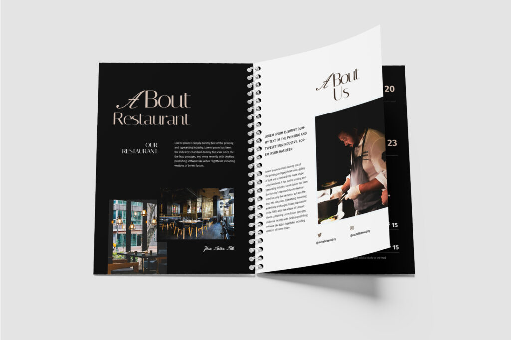 Modern Portrait Menu Book Print Template | TMint