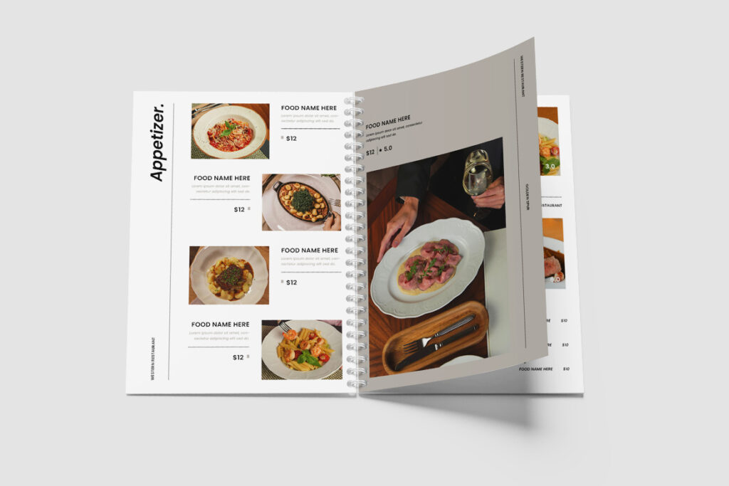 Modern Portrait Menu Book Print Template | TMint
