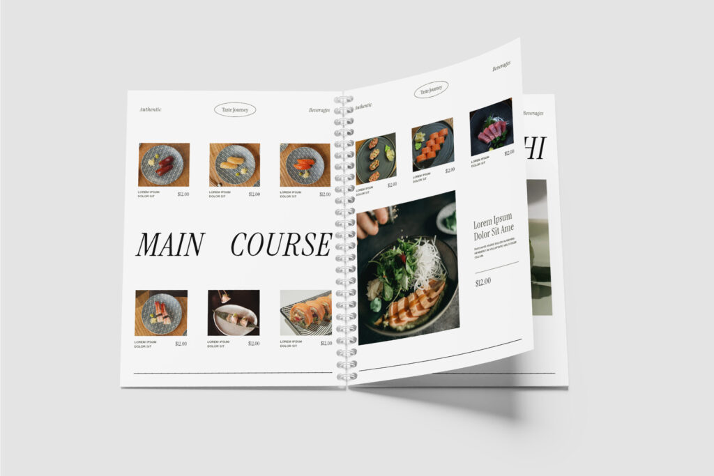 Aesthetic Portrait Menu Book Print Template | TMint