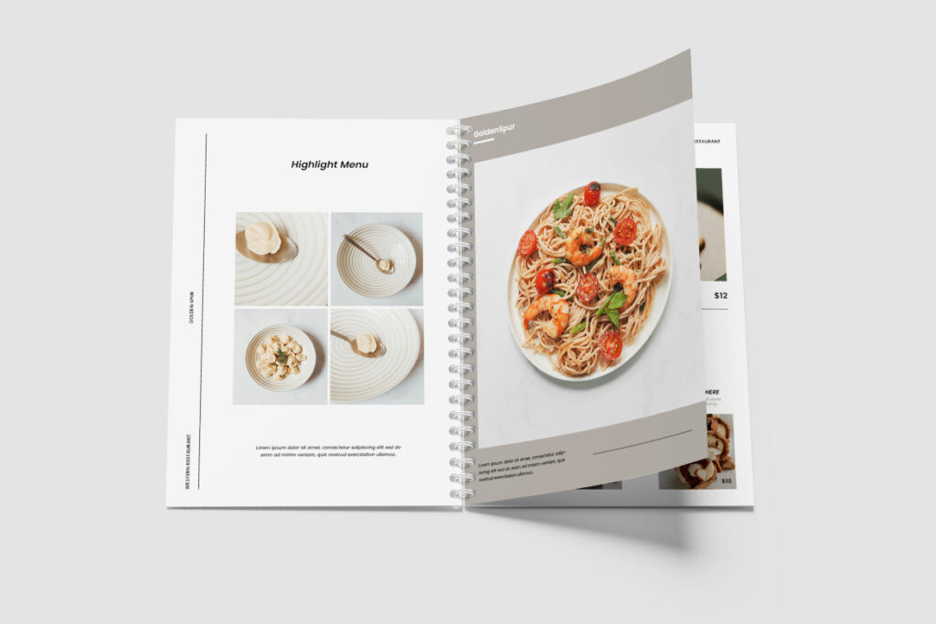 Modern Portrait Menu Book Print Template | TMint