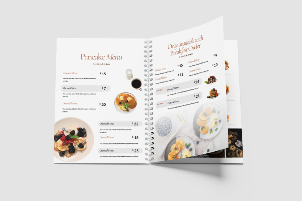 Modern Portrait Menu Book Print Template | TMint