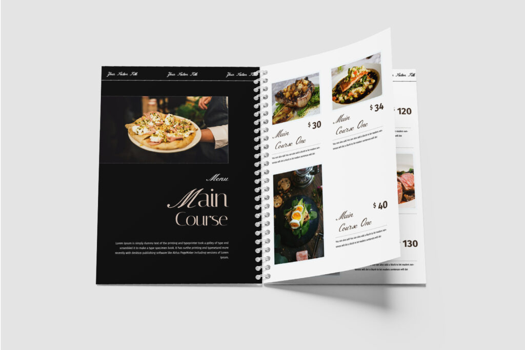 Modern Portrait Menu Book Print Template | TMint