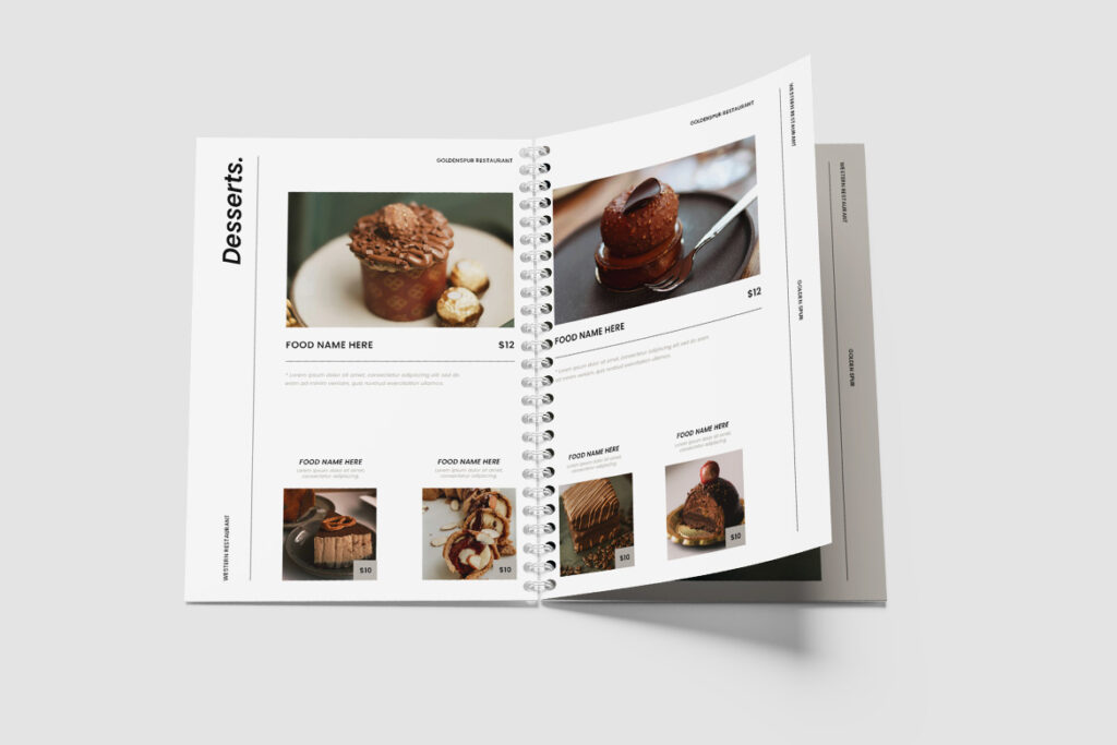 Modern Portrait Menu Book Print Template | TMint