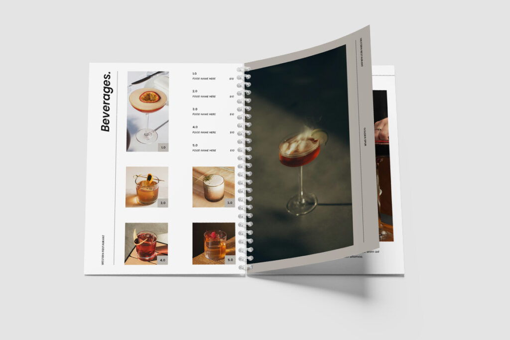 Modern Portrait Menu Book Print Template | TMint
