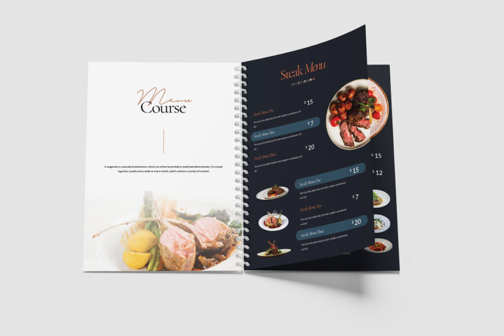 Modern Portrait Menu Book Print Template | TMint