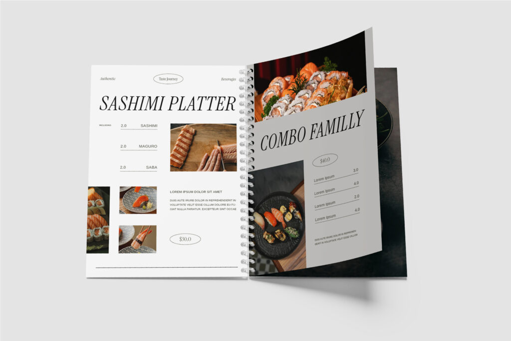 Aesthetic Portrait Menu Book Print Template | TMint