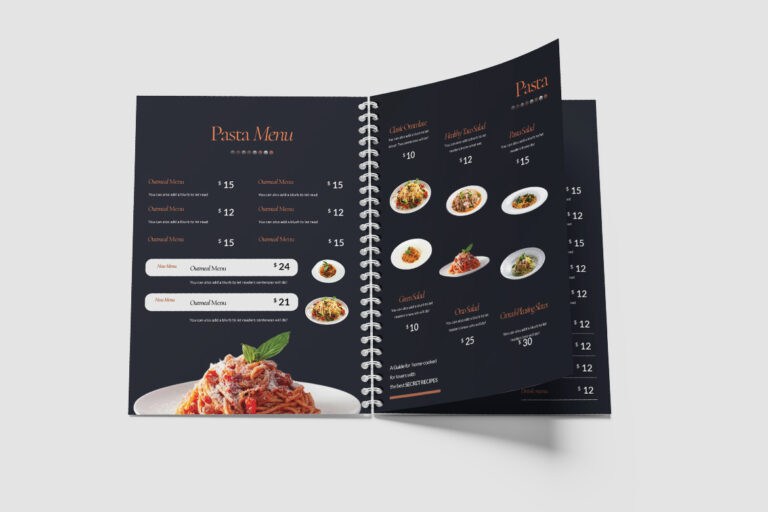 Modern Portrait Menu Book Print Template | TMint